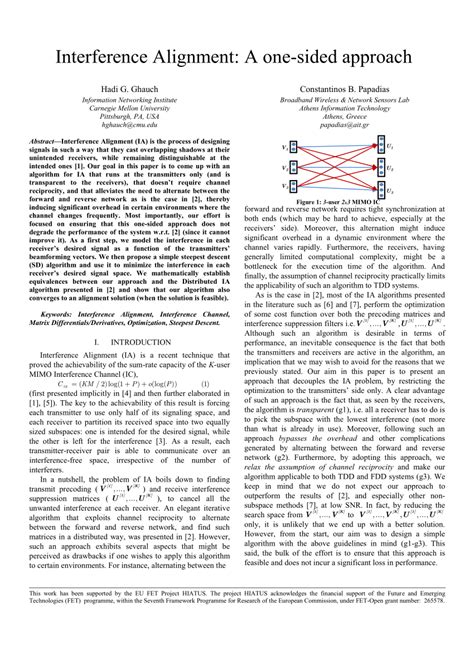 Pdf Interference Alignment A One Sided Approach
