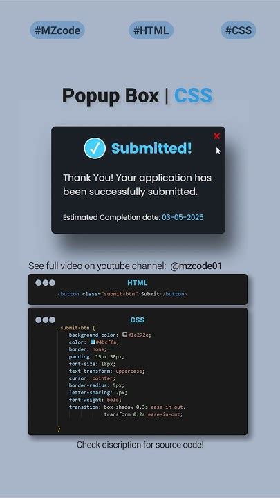 Popup Box Css Tips And Tricks Css Coding Shorts Webdesign Cssshorts Codinglife Html
