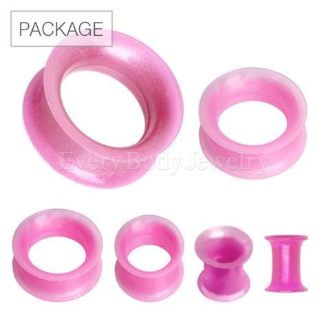 66pc Package Of Pink Metallic Silicone Plug With Flattened Double Flares