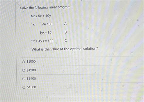 Solved Solve The Following Linear Chegg