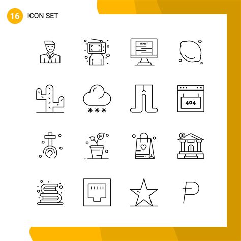 16 Icon Set Line Style Icon Pack Outline Symbols Isolated On White