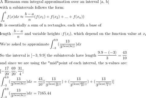 riemann sum midpoint evaluation ap calculus bc