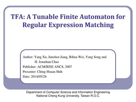 Ppt Tfa A Tunable Finite Automaton For Regular Expression Matching Powerpoint Presentation