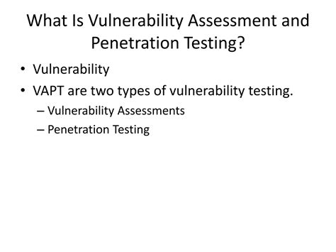 Vulnerability Assessment And Penetration Testing PPTX