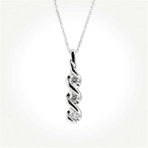 14kt White Gold Three Stone Necklace 033 Ct Tw Spence Diamonds