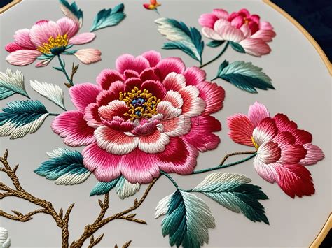 传统的牡丹花手工刺绣工艺品高清图片下载 正版图片402685289 摄图网