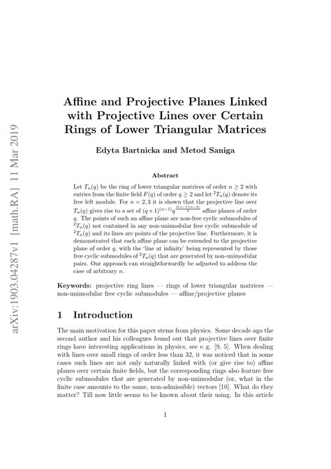 Pdf Affine And Projective Planes Linked With Projective Lines Over Certain Rings Of Lower