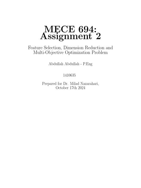 Assignment 2 Masters Of Engineering Project Report Template Pdf