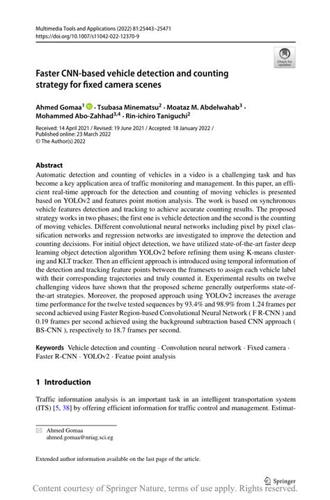 pdf faster cnn based vehicle detection and counting strategy for