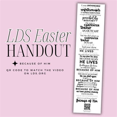 Lds Easter Handout Lds Ministering T Lds Young Women Relief Society