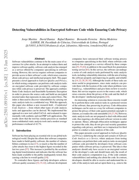 pdf detecting vulnerabilities in encrypted software code while