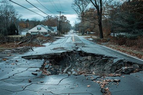 A Fault In The Ground Due To An Earthquake Tree Roots Premium Ai