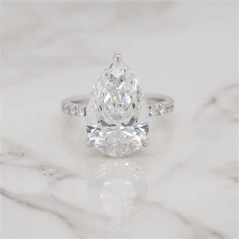 6ct Pear Shape Hidden Halo Pavé Engagement Ring Siroo