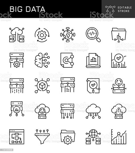Big Data Icons Stock Illustration Download Image Now Abstract Analyzing Big Data Istock