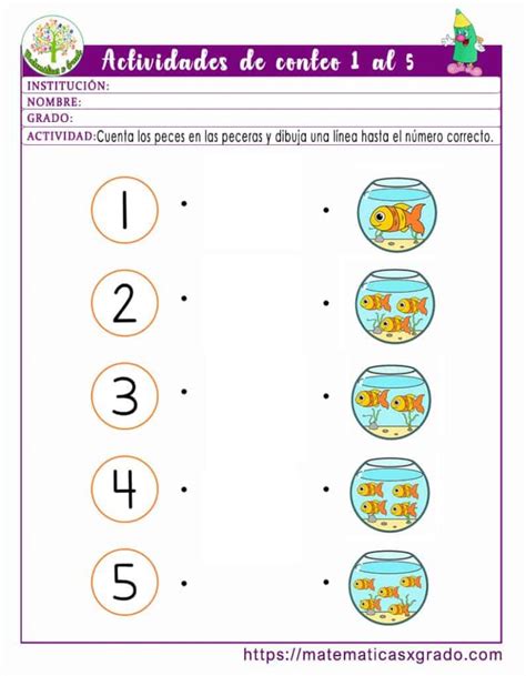 Actividades De Conteo Del 1 Al 5 Para Preescolar