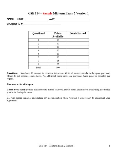 Cse114 Midterm 2 Sample Without Solutions Pdf Constructor Object
