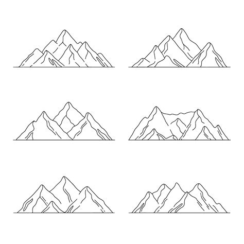 Premium Vector Hand Drawn Mountain Outline Illustration