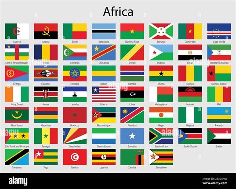 Set Of Flags African Countries All Africa Flag Collection Stock Vector