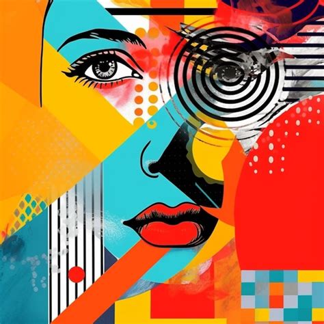 Premium Ai Image Abstract Woman Face On Colorful Background With Geometric Elements Vector
