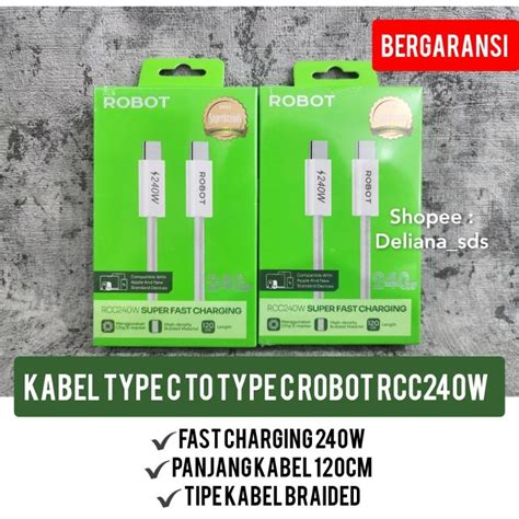Type C To Type C Cable Robot Rcc240w Fast Charging 240w 120cm Official