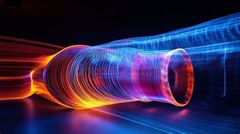 Vibrant Energy Flow Visualized In A Futuristic Tunnel With Dynamic Light Patterns And Vivid