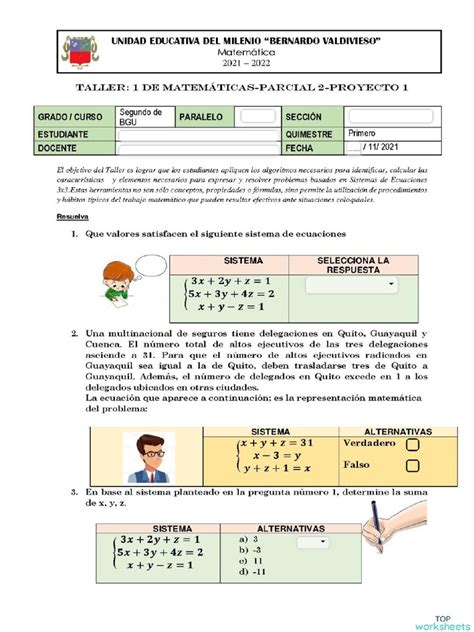 Sistemas De Ecuaciones 3x3 Pdf