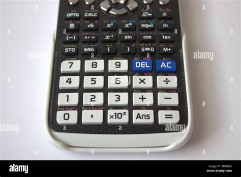 A Close Up Shot Of A Calculator With Various Numbers Displayed On Its Keys Stock Photo Alamy