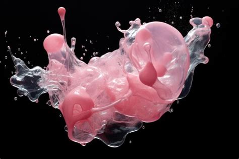 Closeup Of Bubble Gum Bubble Exploding Against A Black Background Premium AI Generated Image