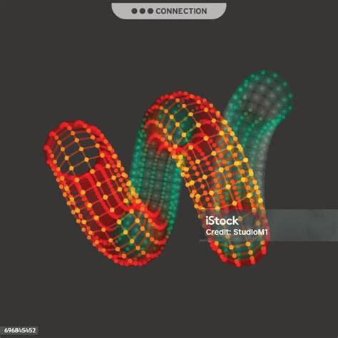 Spiral 3d Vector Wireframe Object Illustration With Connected Lines And Dots Abstract Grid