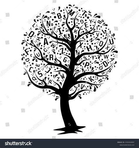 Tree Letters Color Vector Illustration Isolated Stock Vector Royalty Free