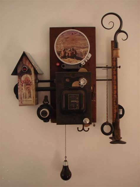 Assemblage Art And Image Collage With Clock And Keys
