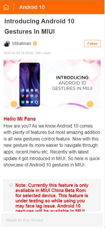 xiaomi miui gets android 10 gesture control feature piunikaweb