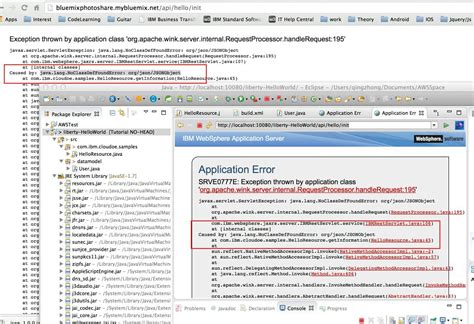 classnotfoundexception bluemix java liberty web project java lang