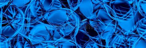 Abstract Blue Swirling Lines And Shapes Creating A Complex Interwoven Pattern On Dark Background