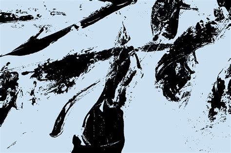 디자인 사용을 위한 추상적인 벡터 배경입니다 튀는 잉크 마크 검정색 브러시 스트로크 텍스처 자유형 그리기 파란색 배경에 고립 벡터 일러스트입니다 0명에 대한 스톡 벡터 아트