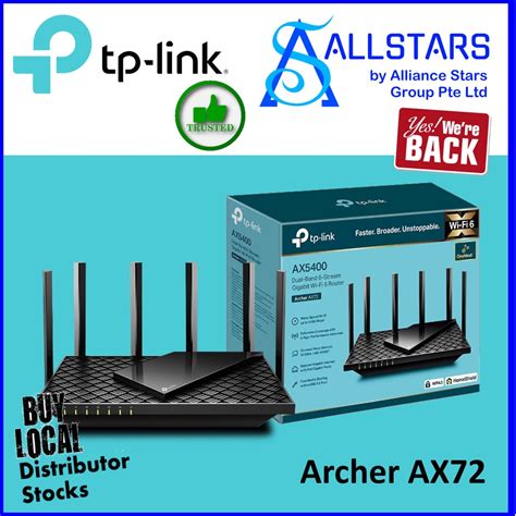 TP Link Archer AX72 AX5400 Dual Band 6 Stream Gigabit WiFi 6 Router Warranty 3yeasrs With