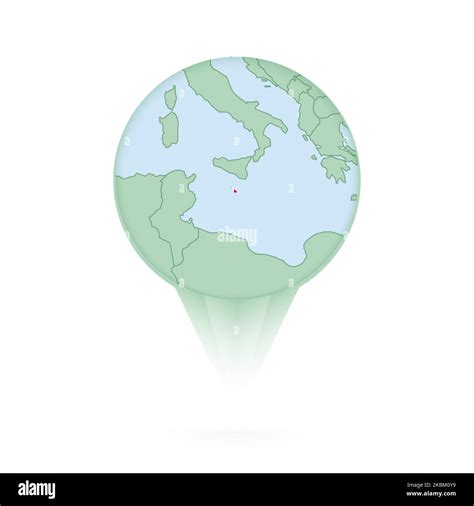 malta map stylish location icon with malta map and flag green pin