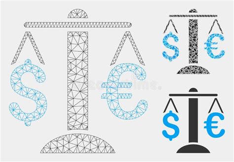 Euro Dollar Balance Vector Mesh Carcass Model And Triangle Mosaic Icon Stock Vector