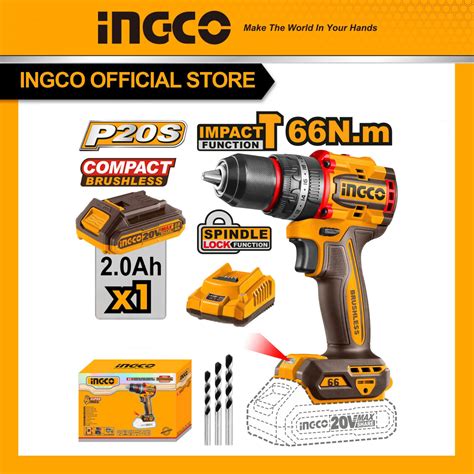 Máy Khoan Búa Pin Ingco 3 Chức Năng Không Chổi Than Cidli206681vn 66nm