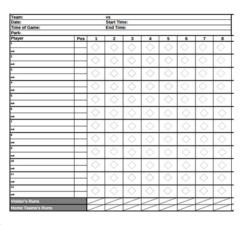 Simple Softball Score Sheets