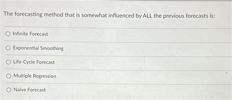 Solved The Forecasting Method That Is Somewhat Influenced By