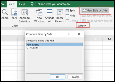 how to view two sheets side by side in excel