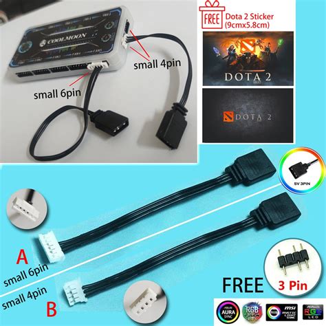 Small 4Pin 6Pin To 5V ARGB 3Pin Fan Controller Adapter Cable For Coolmoon Shopee Malaysia