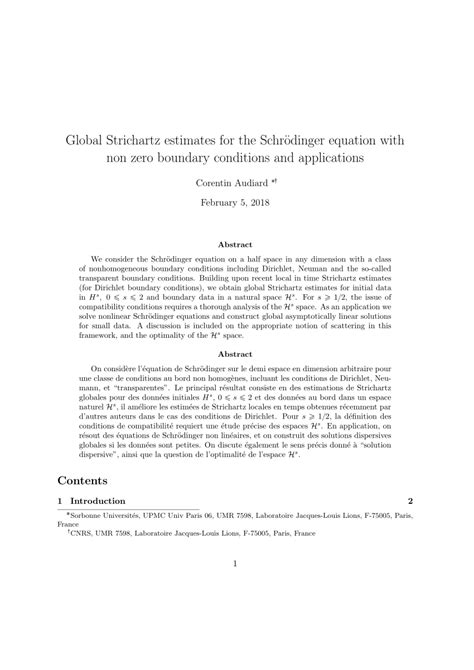 Pdf Global Strichartz Estimates For The Schrodinger Equation With