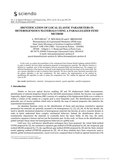Pdf Identification Of Local Elastic Parameters In Heterogeneous Materials Using A Parallelized