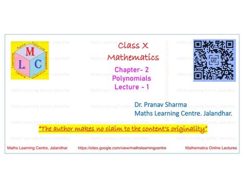 Class 10 Chapter 2 Polynomals Division Algorithm For Polynomials
