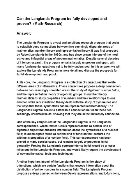 Can The Langlands Program Be Fully Developed And Proven Math Research Can The Langlands