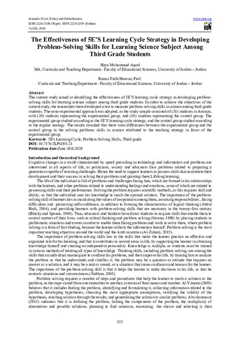 Pdf The Effectiveness Of 5es Learning Cycle Strategy In Developing