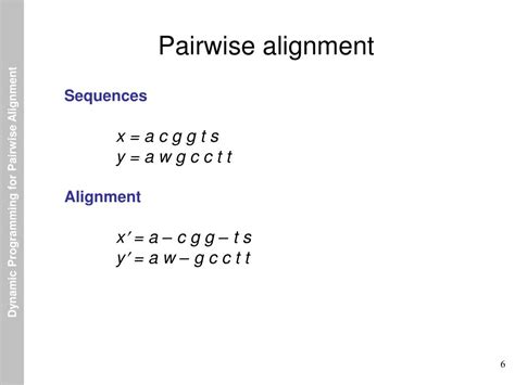 Ppt Dynamic Programming For Pairwise Alignment Powerpoint Presentation Id
