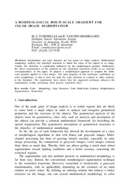 Pdf A Morphological Multi Scale Gradient For Color Image Segmentation